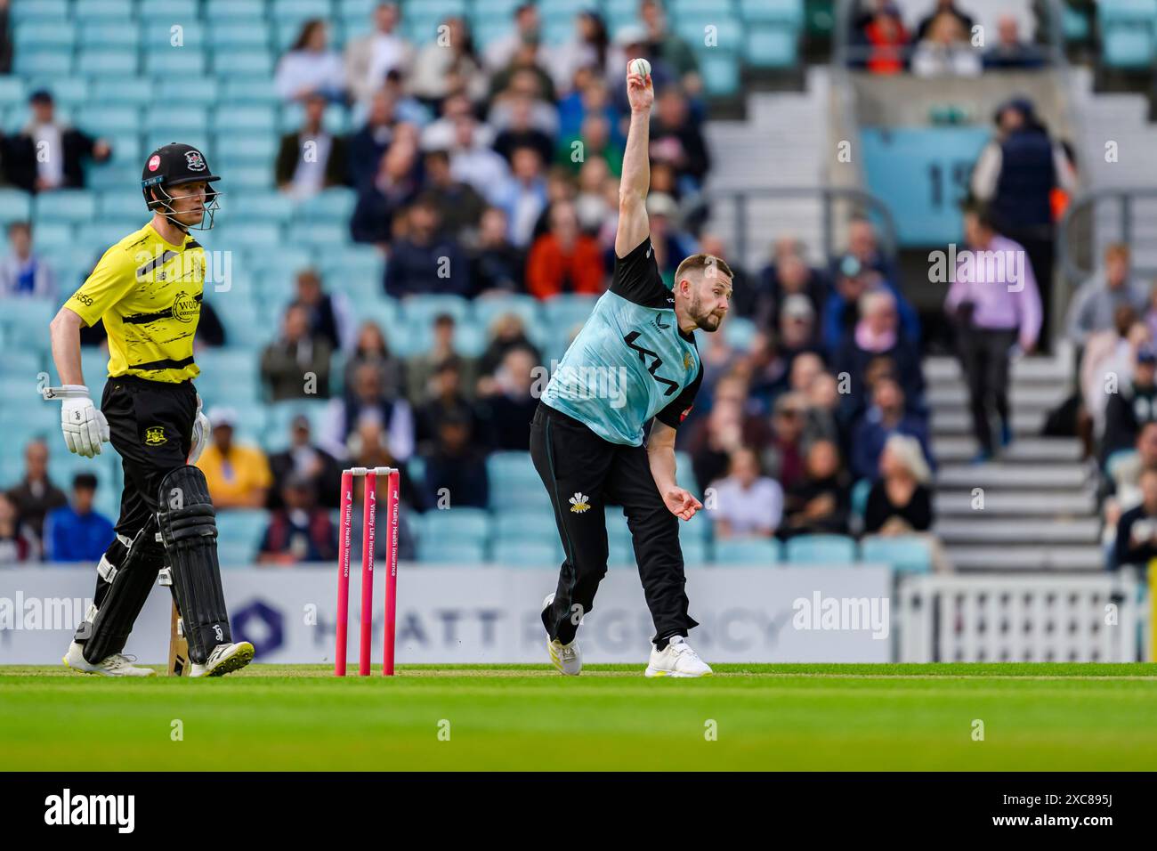 LONDON, UNITED KINGDOM. 14 June, 24. Gus Atkinson of Surrey Cricket ...