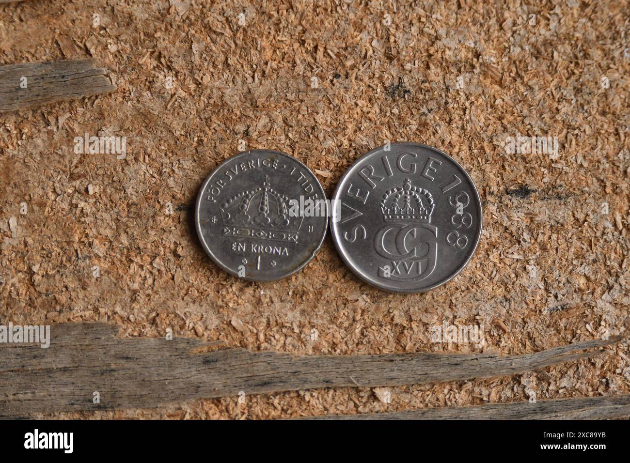 Copenhagen/ Denmark/15 JUNE 2024/Swedish coins kronor in danish capital ...