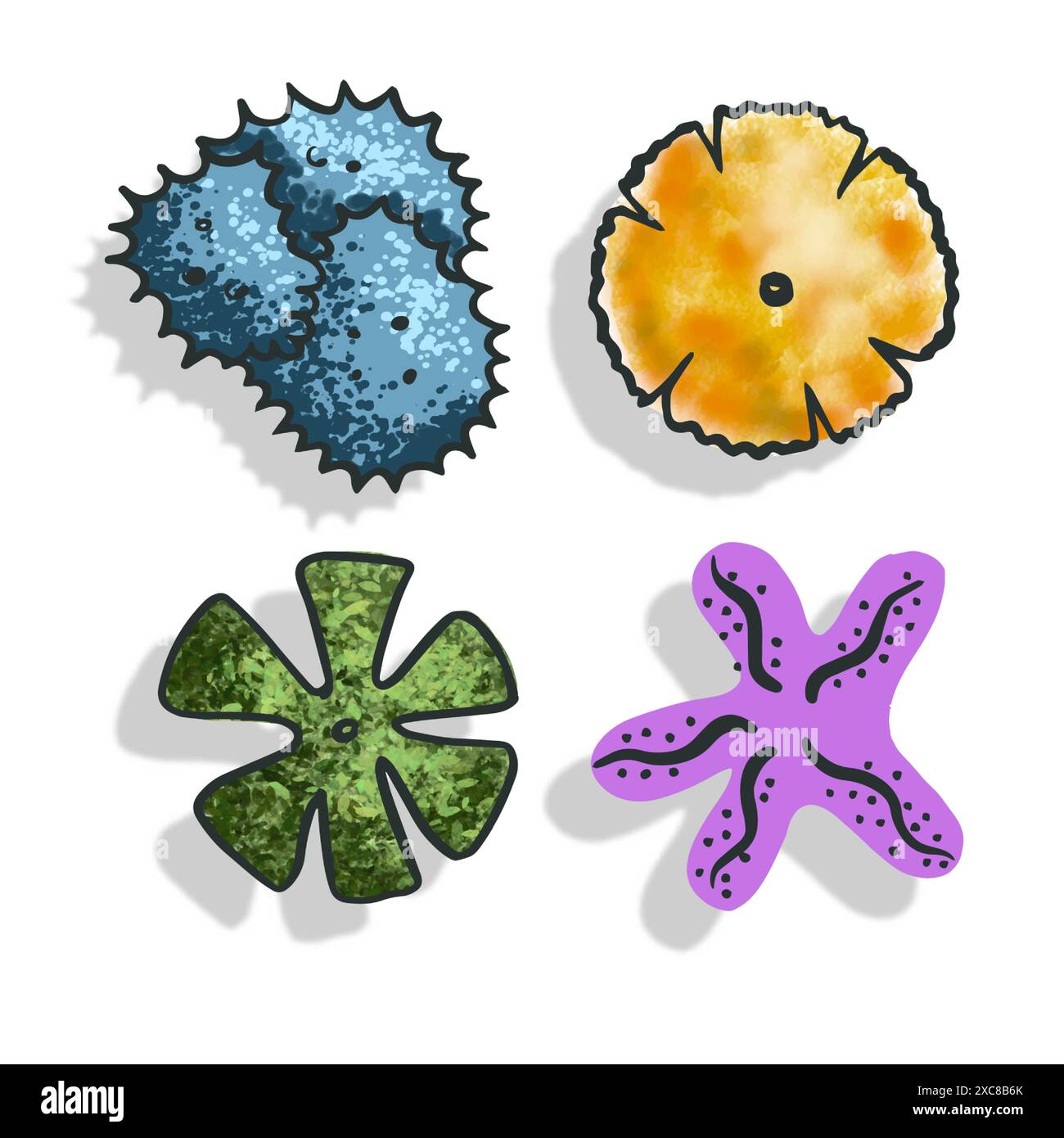 Set trees top view in color. Pictograms for general plans landscape ...