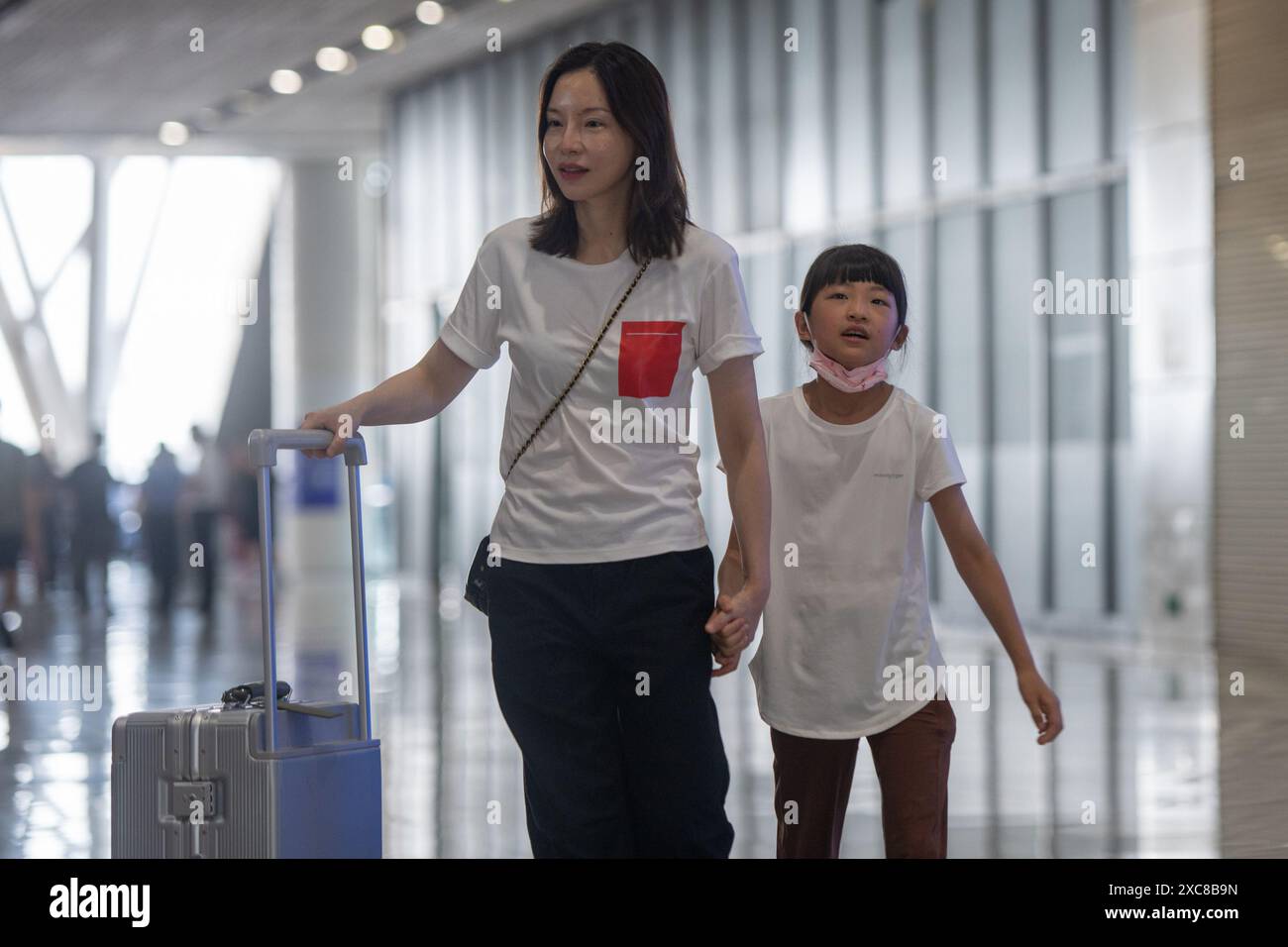 Wuhan, China's Hubei Province. 15th June, 2024. Passengers prepare to board G875 bullet train ...