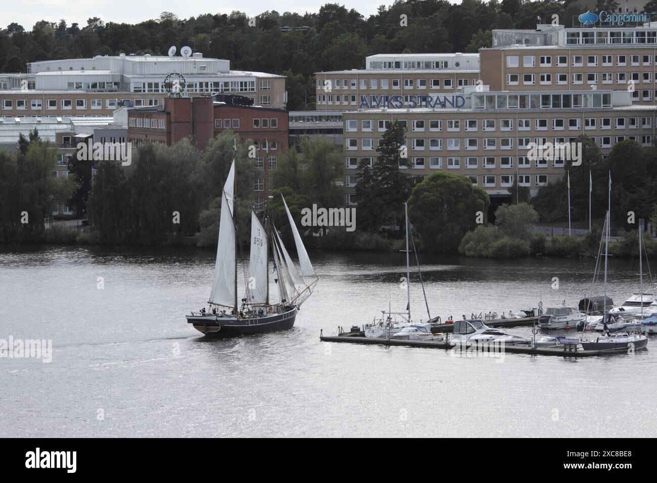 Two-masted schooner at sea Stock Photo - Alamy