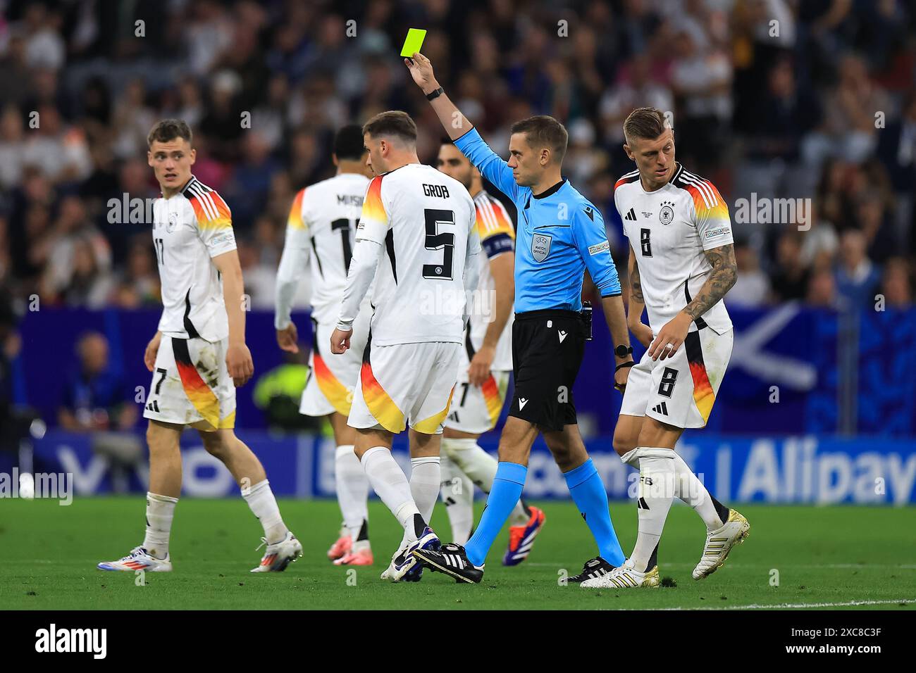Jonathan Tah (Germany) is shown a yellow card during the UEFA European ...