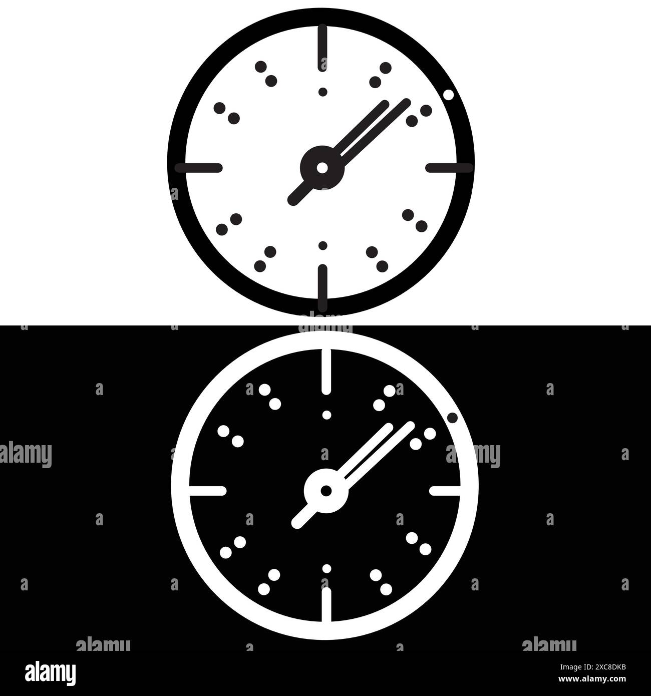 Vector clock icon in Black and White Stock Photos & Images - Alamy