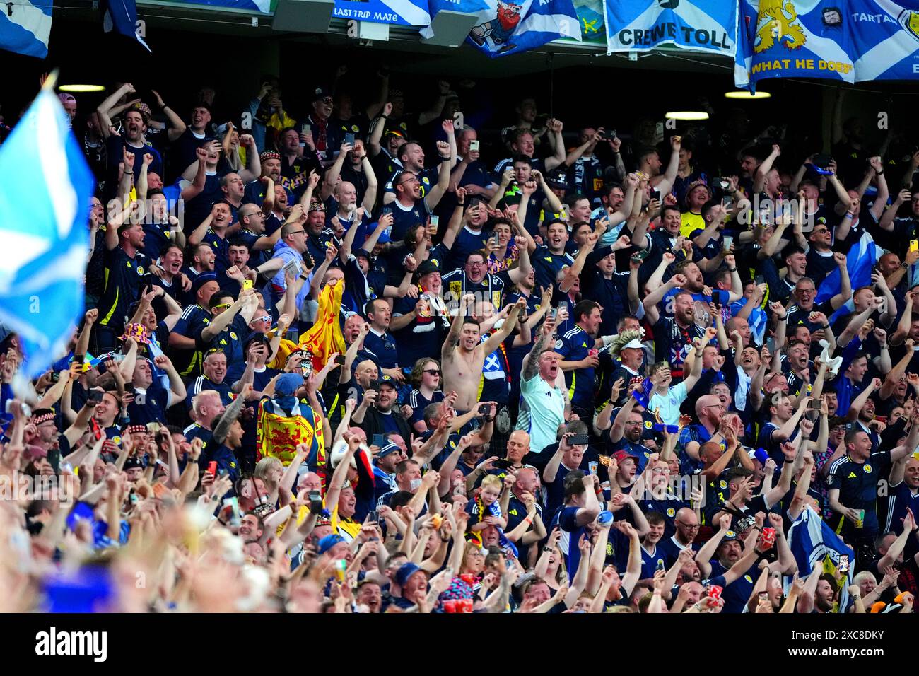 Scotland fans in the stands ahead of the UEFA Euro 2024 Group A match ...