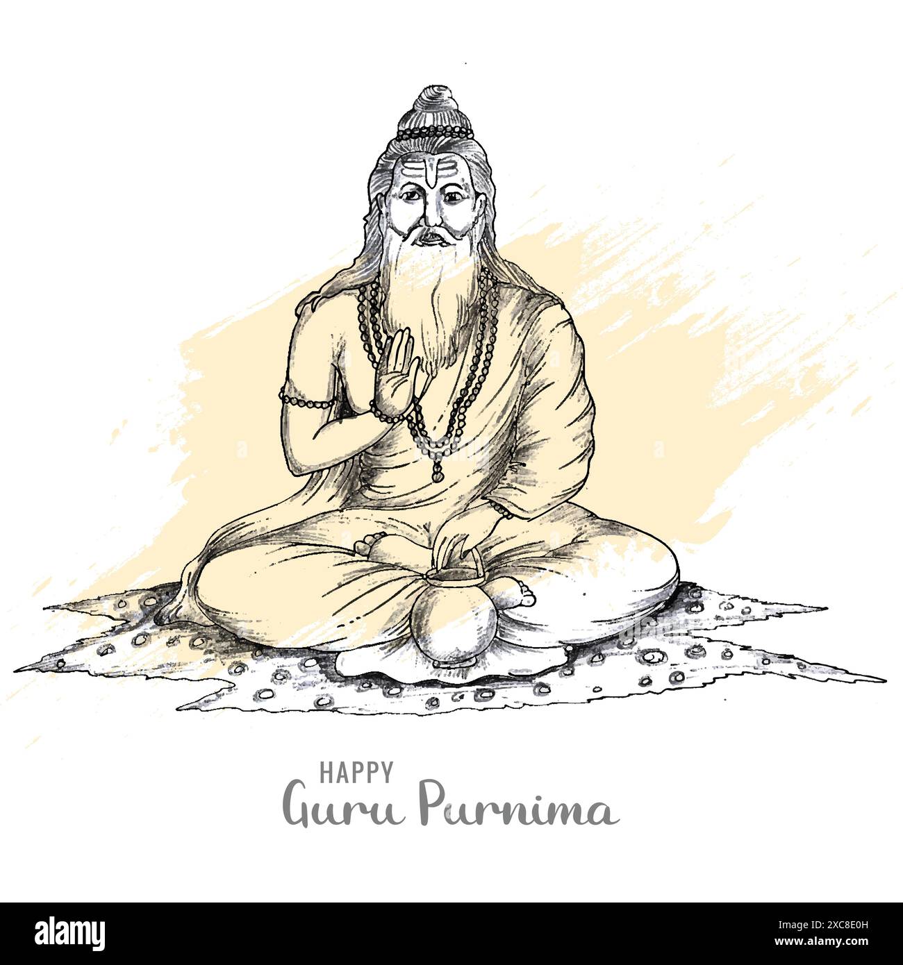 Hand draw guru purnima sketch on honoring celebration card background ...