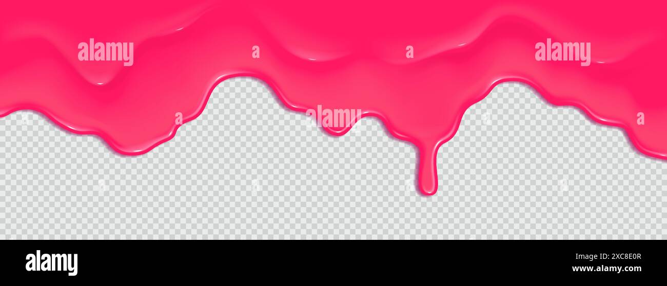 Realistic 3D dripping glossy pink chewing gum isolated on a transparent ...