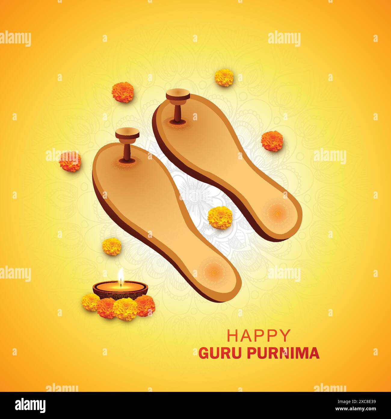 Guru purnima celebration on guru paduka greeting card background Stock ...