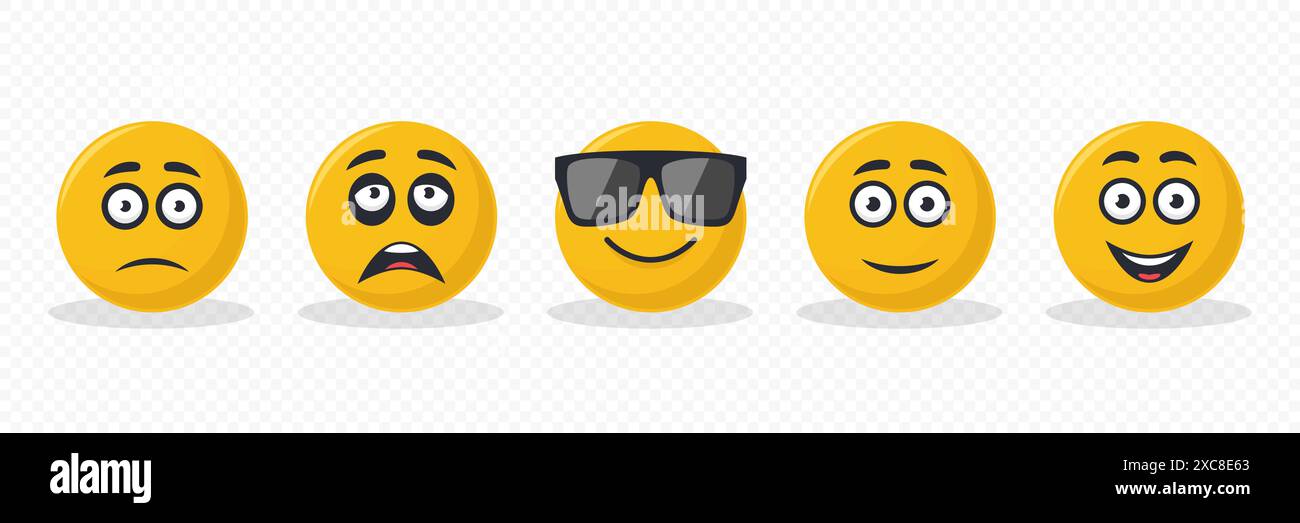 Vector Cartoon Yellow Round Character with Different Faces ...