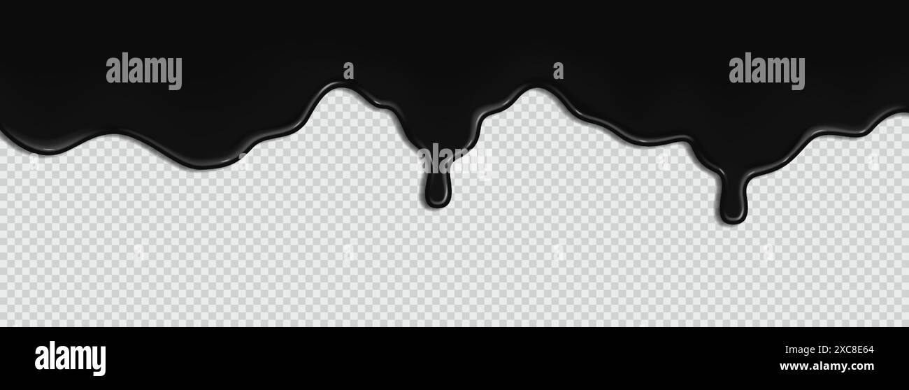 Flowing sticky liquid dark ink creating a wave of thick black oil or ...