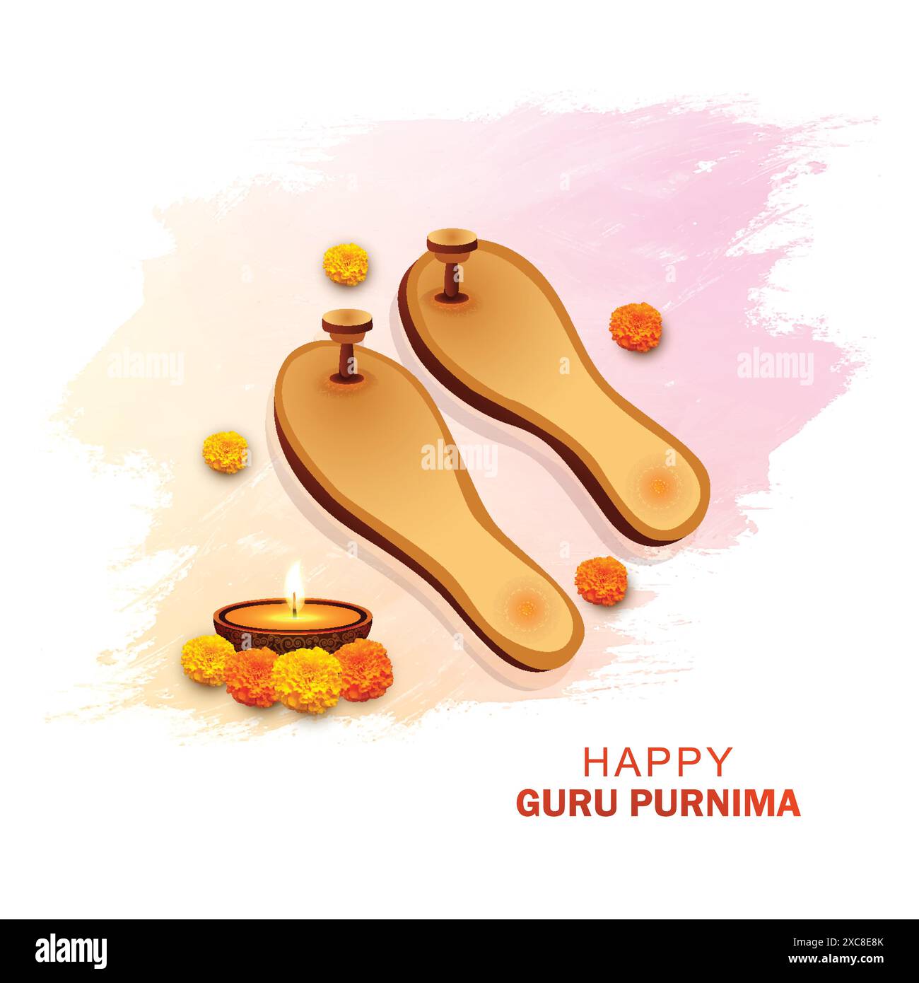 Guru purnima celebration on guru paduka greeting card Stock Vector ...