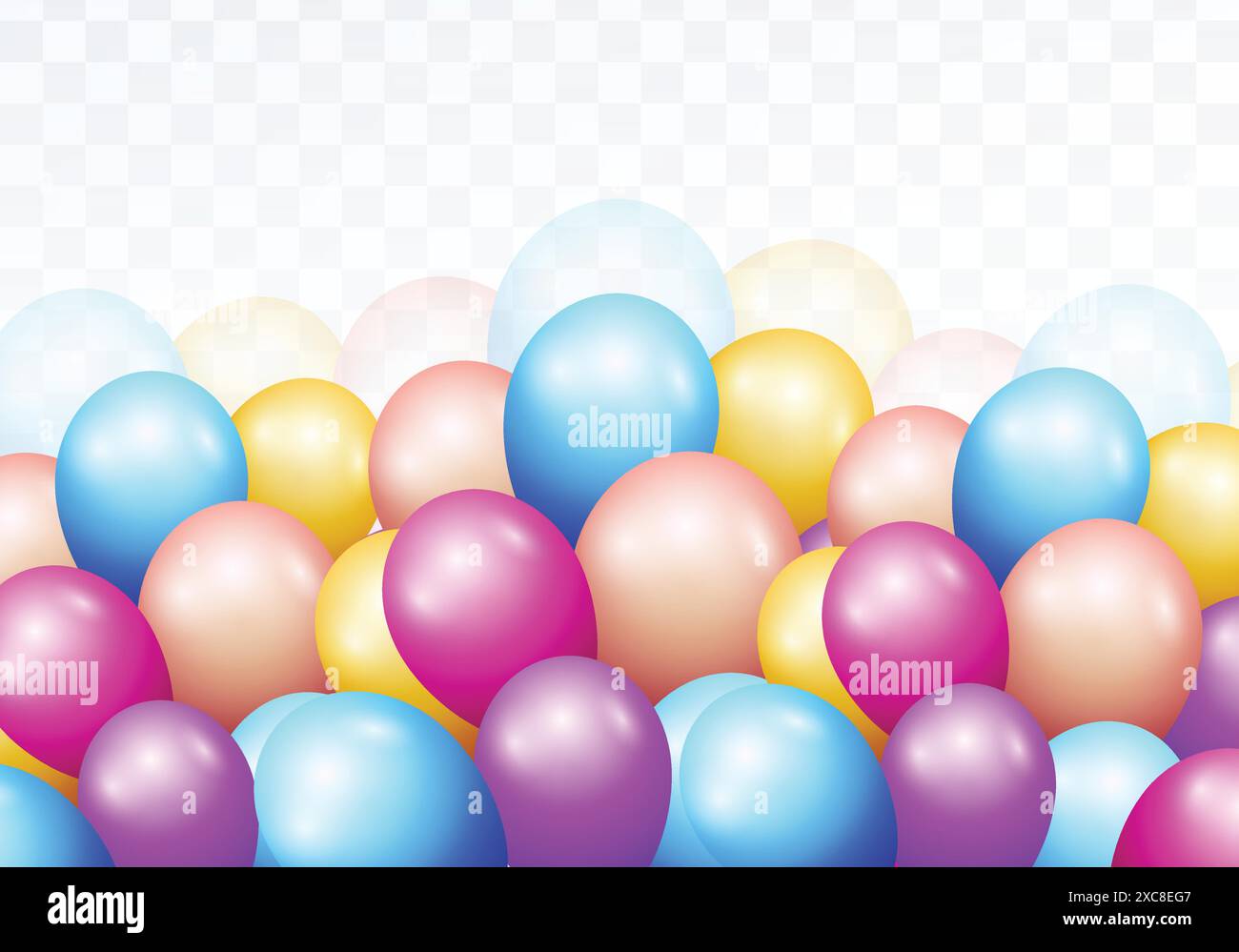 Colorful birthday balloons celebration card on transparent background ...