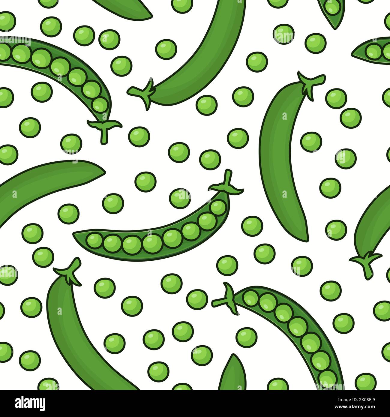 Vector Seamless Pattern with Flat Cartoon Green Peas. Fresh Cartoon ...