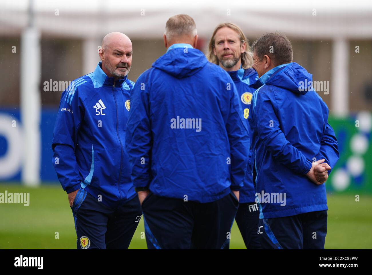 Left to right, Scotland manager Steve Clarke with coaches Chris Woods ...
