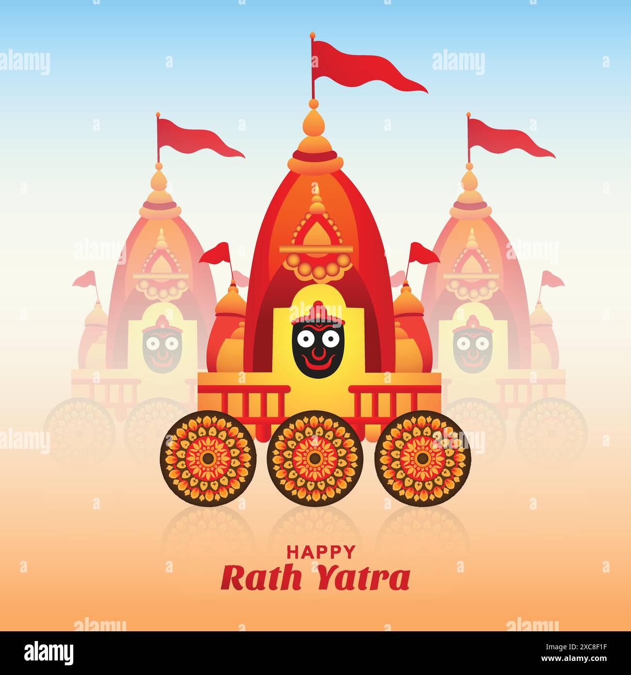 Ratha Yatra of Lord Jagannath celebration card background Stock Vector ...