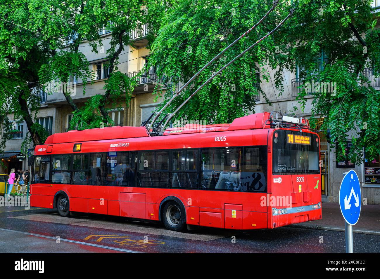 An electric bus on the rainy streets of Budapest, Hungary Stock Photo ...