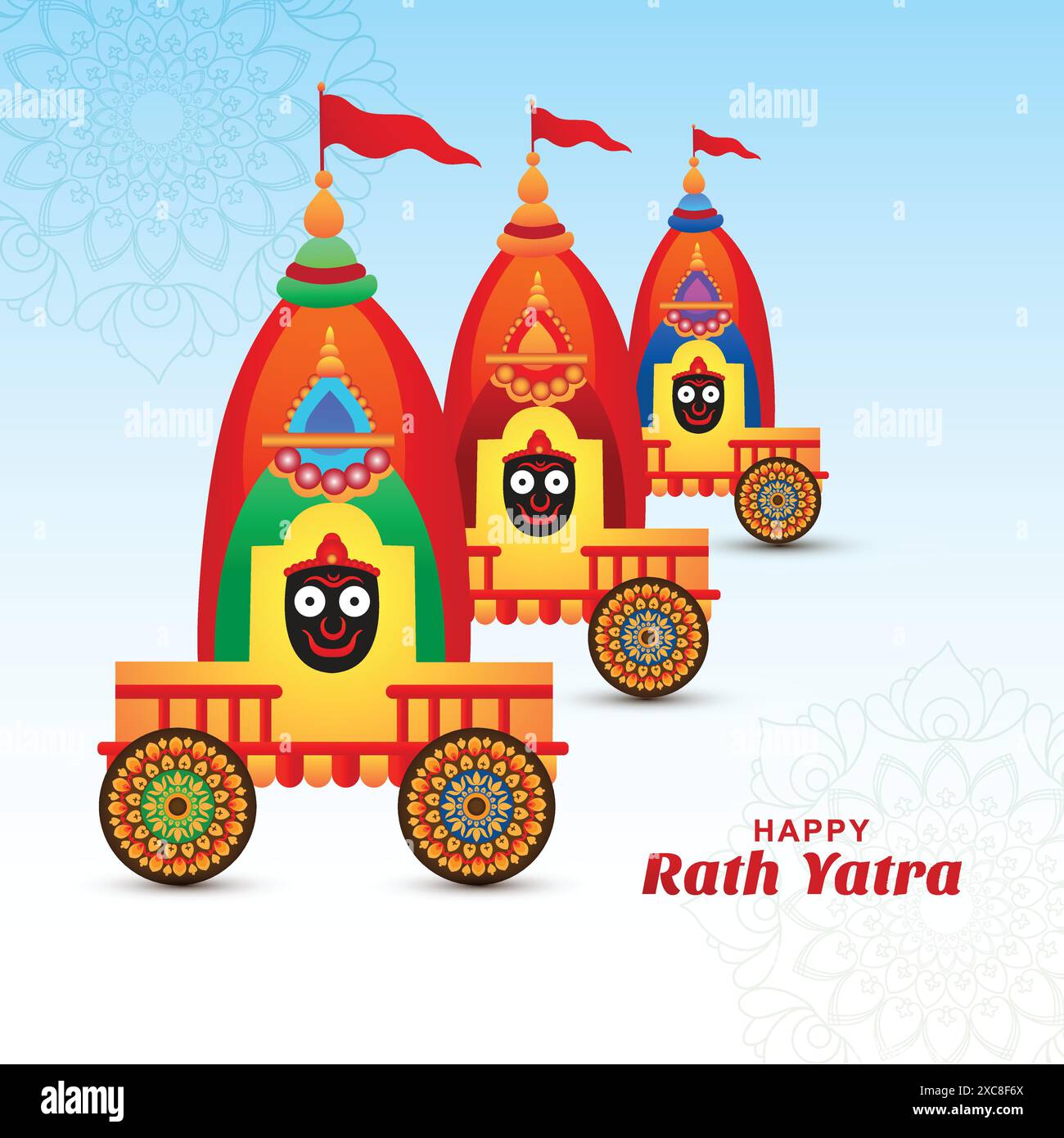 Jagannath rath yatra on hindu temple holiday card background Stock ...