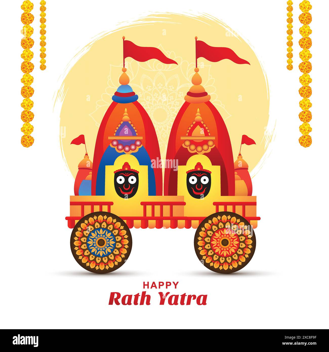 Jagannath rath yatra on hindu temple holiday card background Stock ...