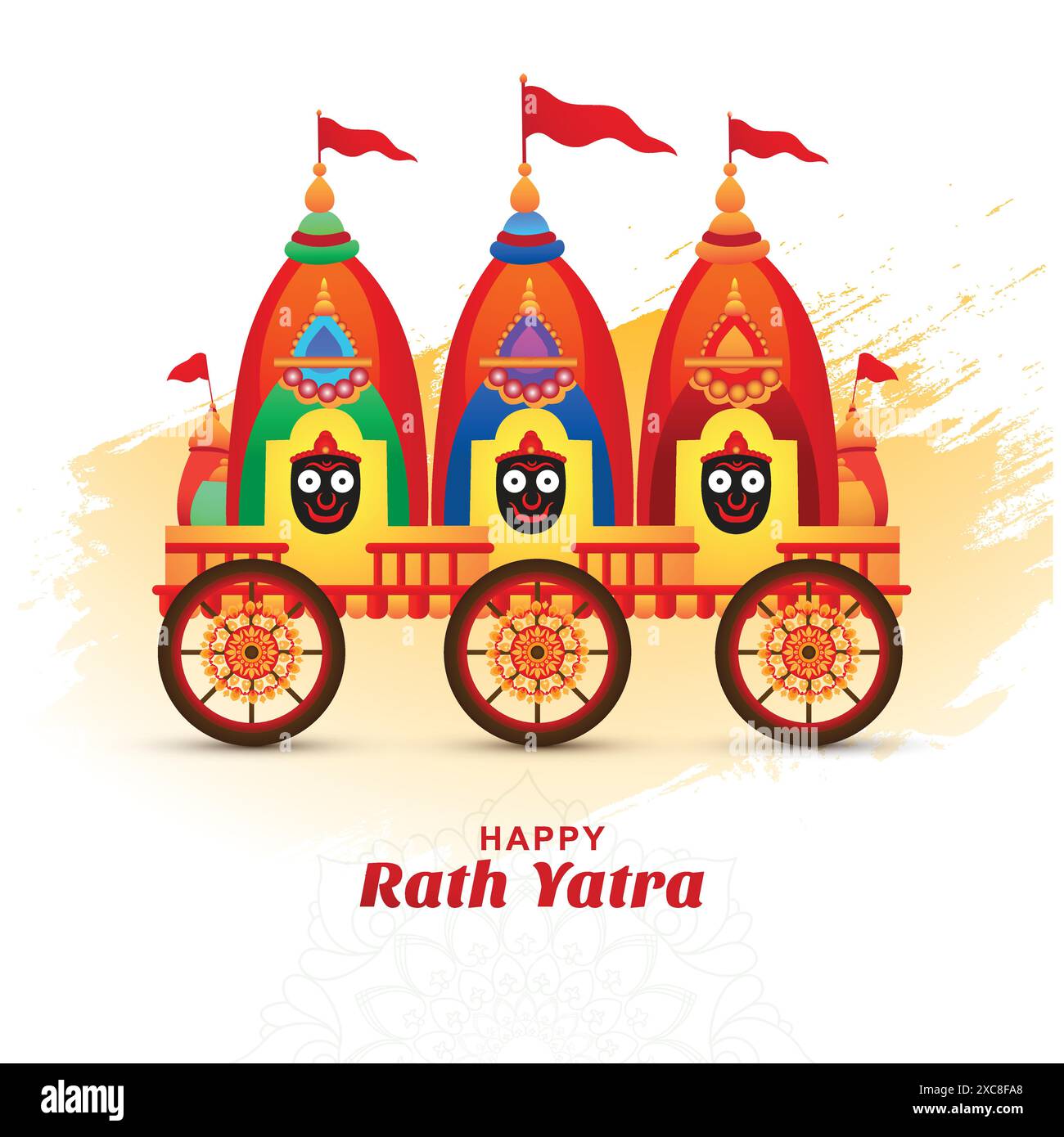 Happy rath yatra holiday hindu festival background Stock Vector Image ...