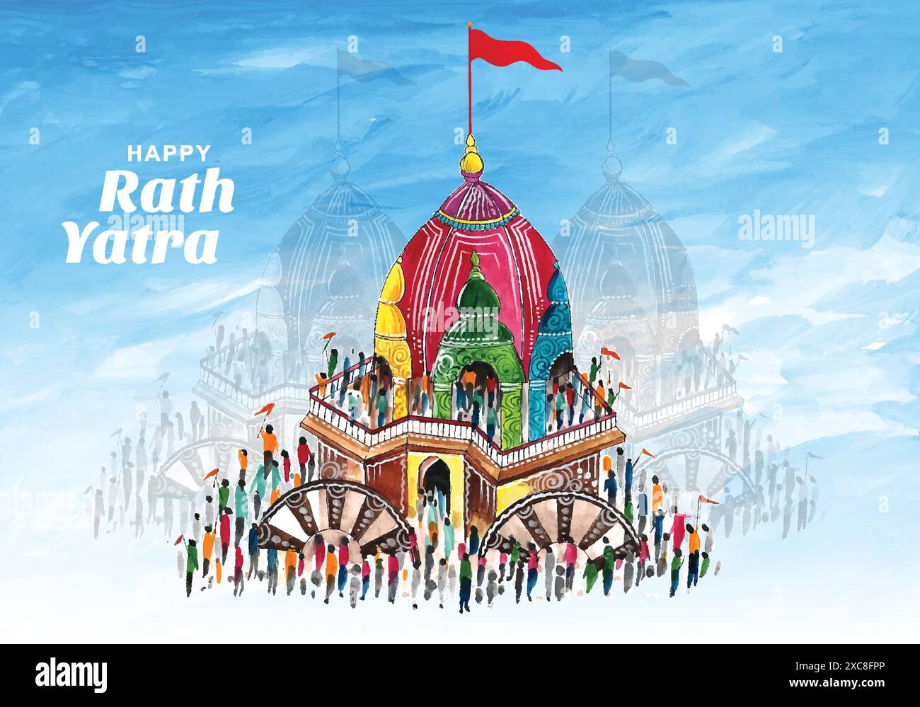illustration of lord jagannath rath yatra festival celebration with ...