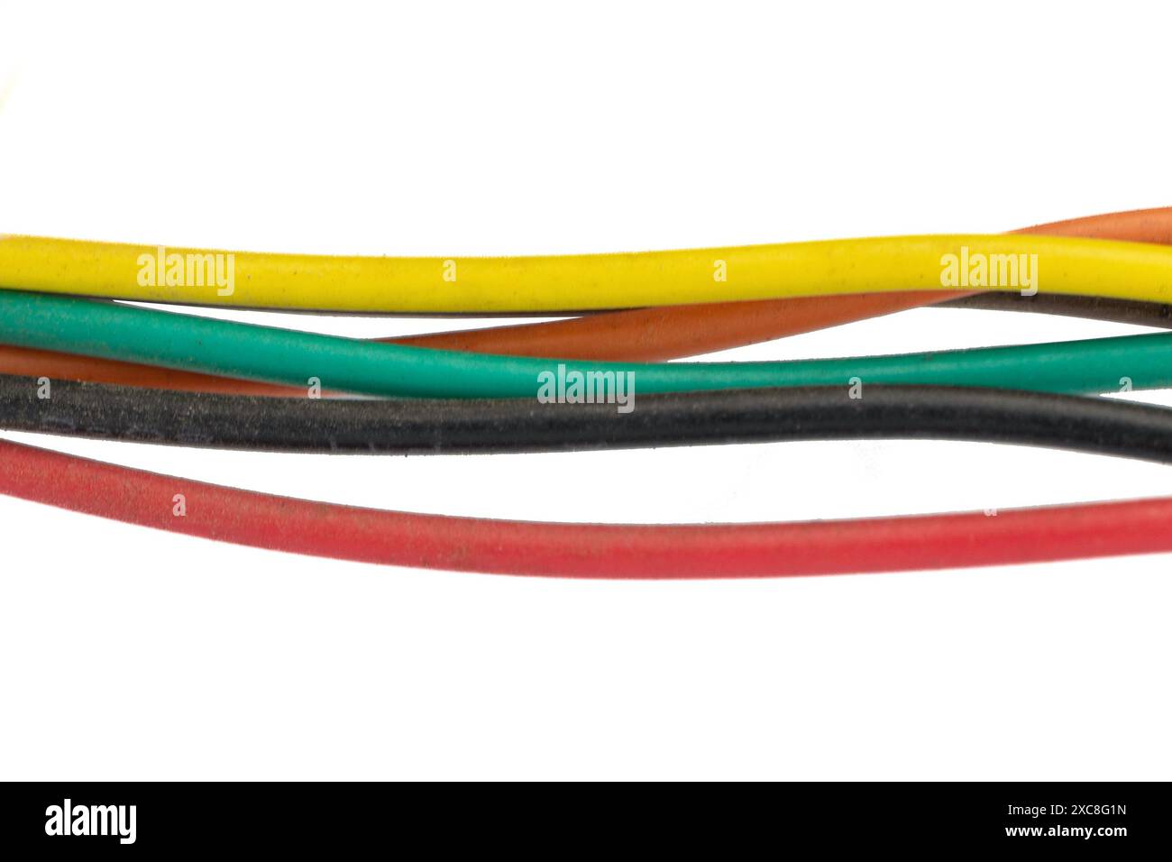 Multi-colored Electrical Wires On White Background Stock Photo - Alamy
