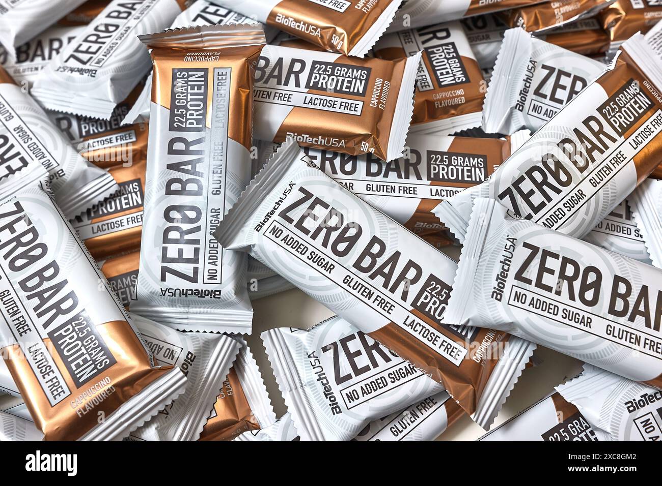 Protein bars Biotech Zero Bar large amounts Stock Photo - Alamy