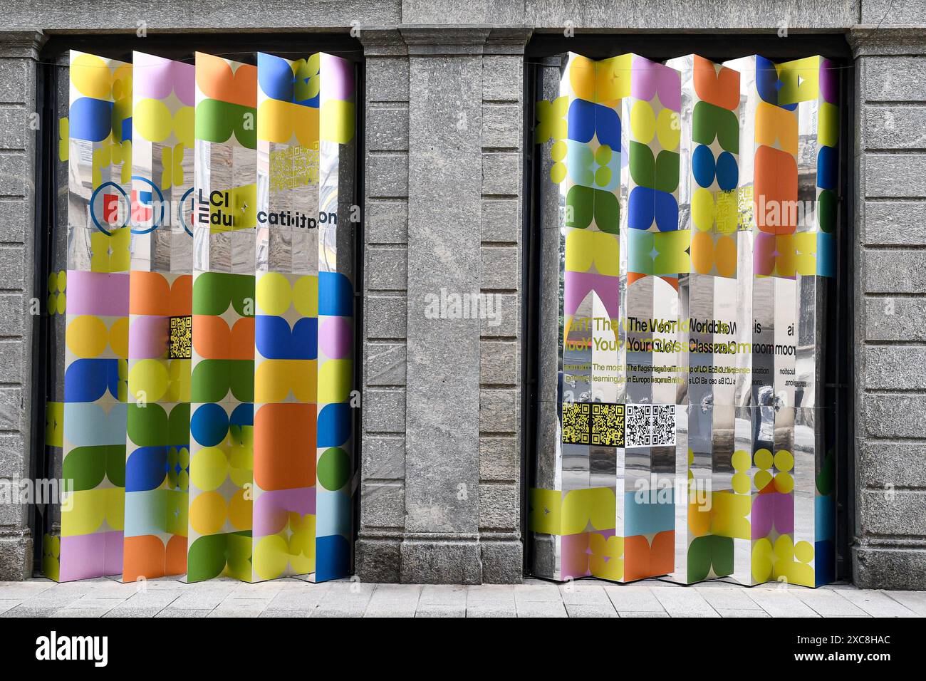 Shop windows of Pellegrini Brera art store with an art installation by ...