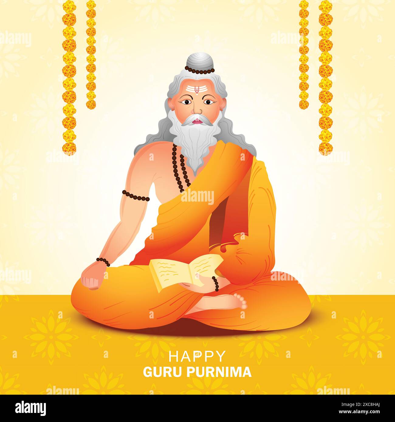 Happy guru Purnima Indian festival card background Stock Vector Image ...