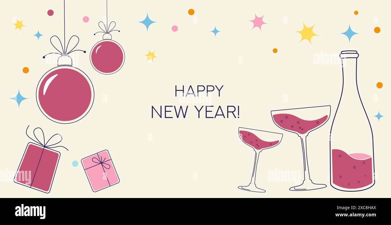 Minimalists Creative Design to 2025 Happy New Year Celebration. Banner ...