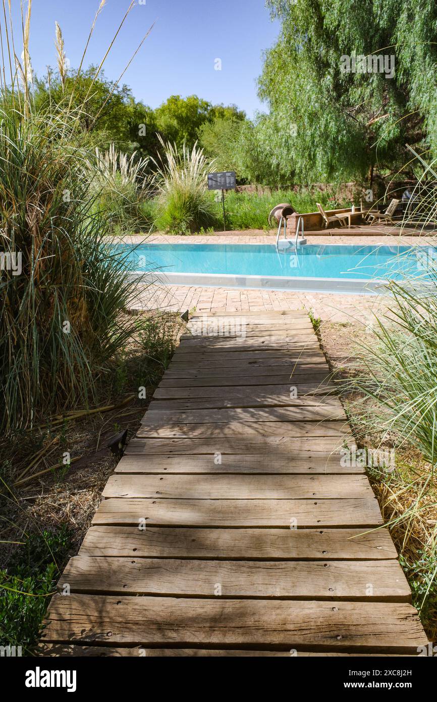 San Pedro de Atacama, Chile - Dec 2, 2023: Swimming pools at the ...