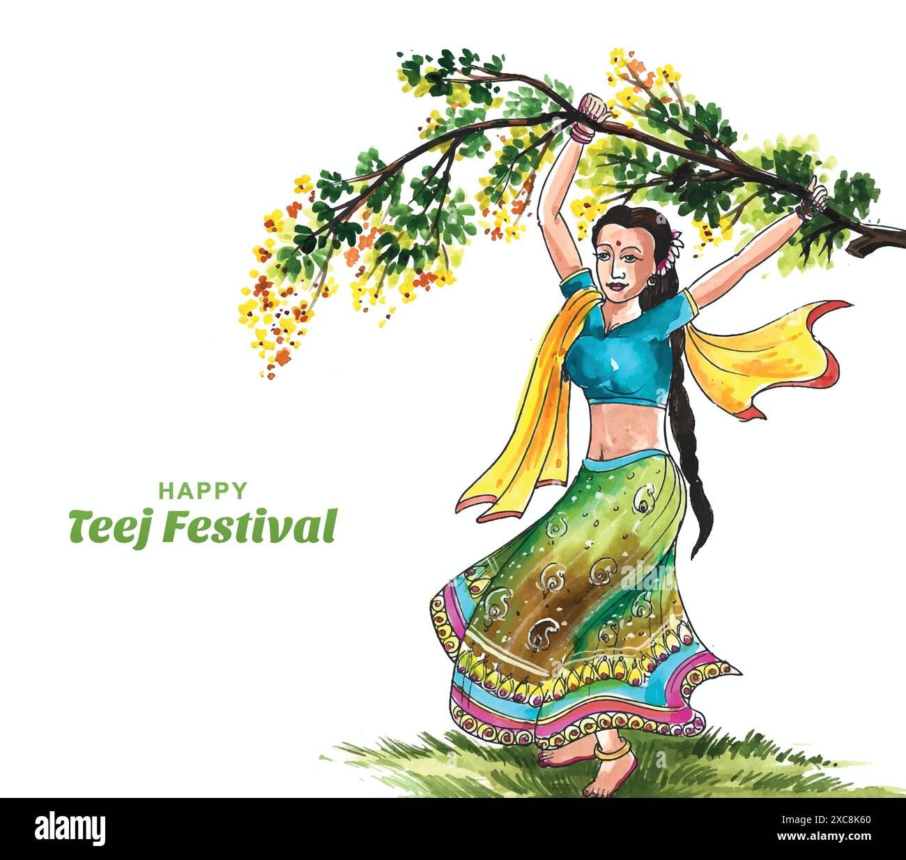 Teej dance Stock Vector Images - Alamy