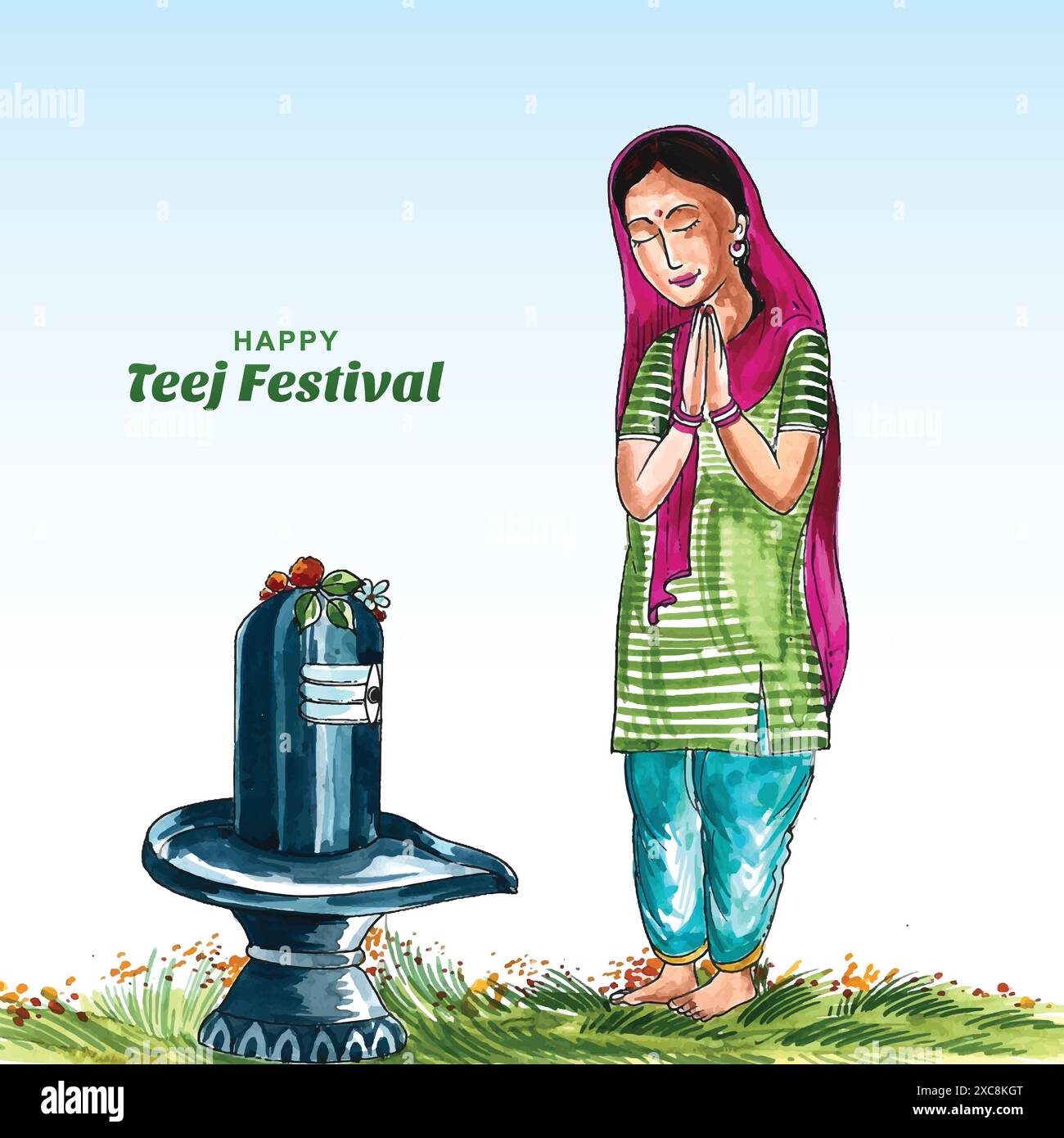 Beautiful hariyali teej hindu festival greeting card background Stock ...