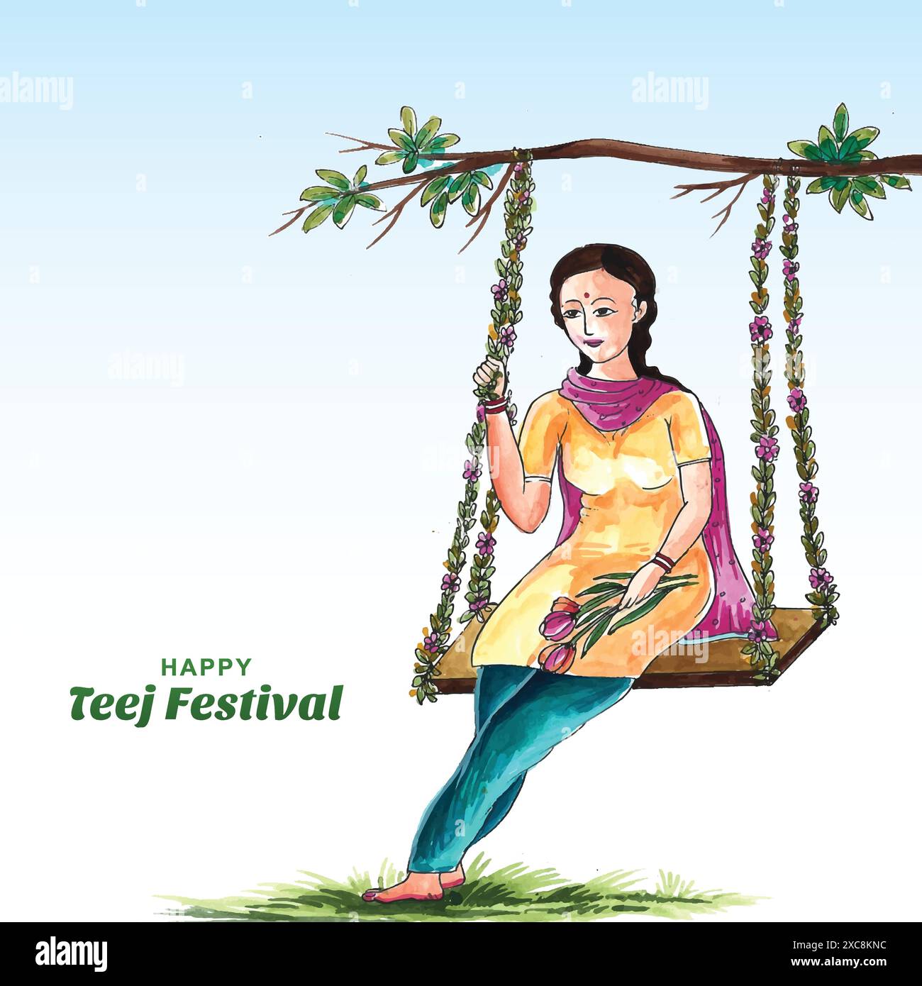 Happy hariyali teej indian festival card background Stock Vector Image ...