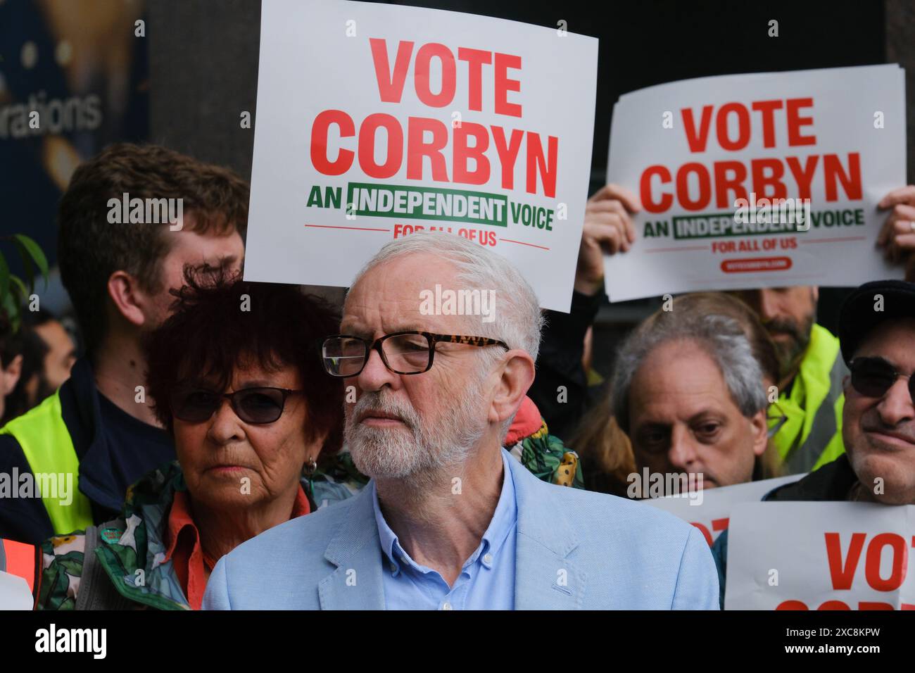 Archway, London, UK. 15th June 2024. Jeremy Corbyn campaigning as an ...