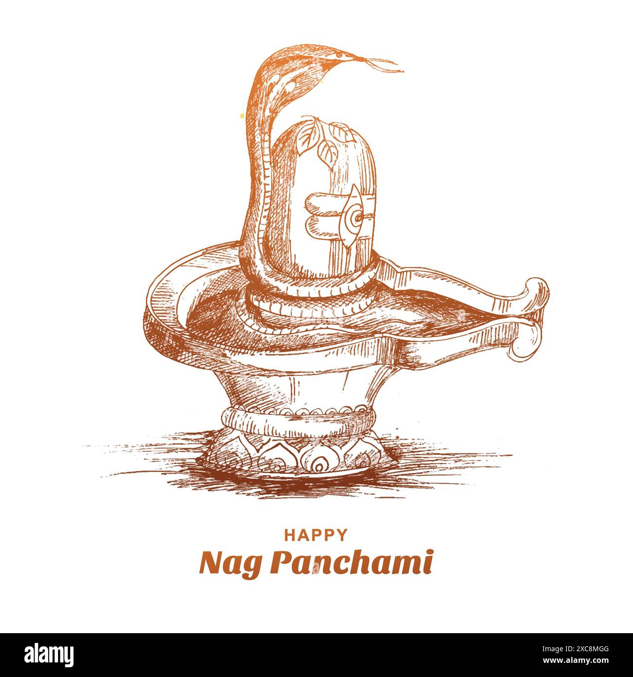 Hand draw sketch naag panchami indian festival card design Stock Vector ...
