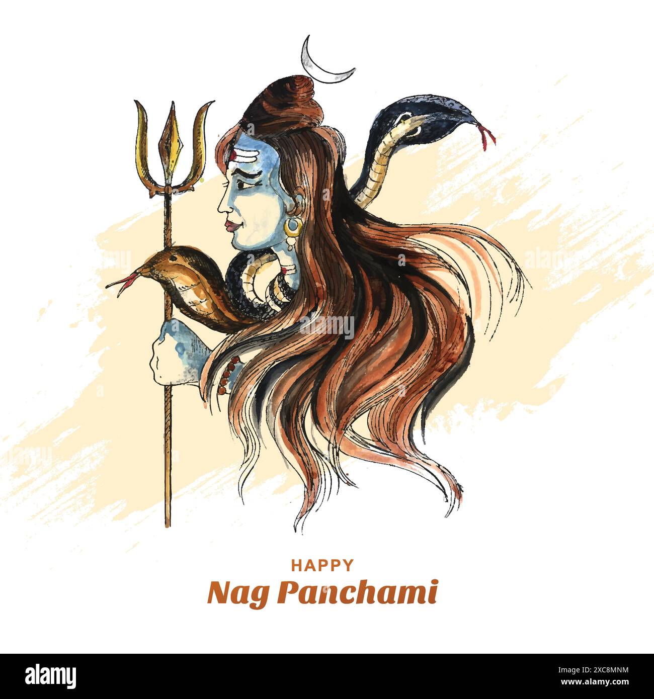 Lord shiva happy nag panchami indian festival card design Stock Vector ...