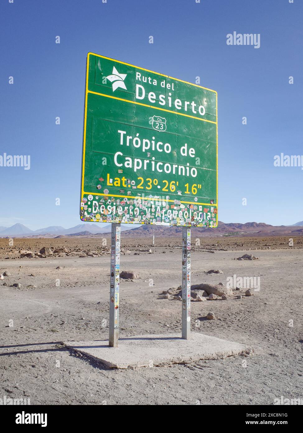 San Pedro de Atacama, Chile - Nov 30, 2023: Tropic of Capricorn sign ...