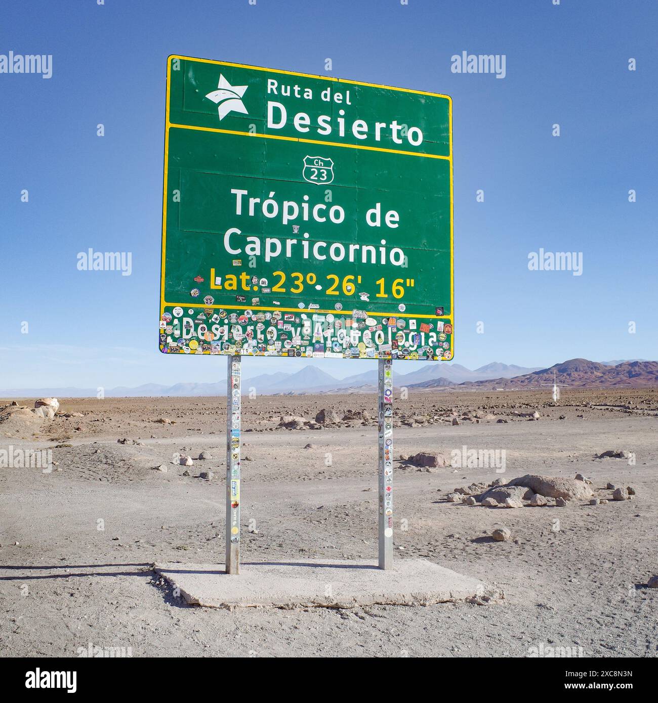 San Pedro de Atacama, Chile - Nov 30, 2023: Tropic of Capricorn sign ...