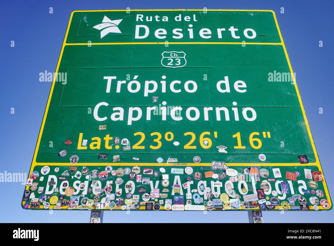 San Pedro de Atacama, Chile - Nov 30, 2023: Tropic of Capricorn sign ...