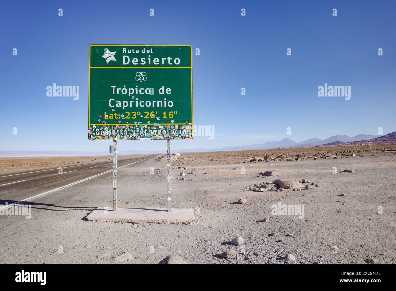 San Pedro de Atacama, Chile - Nov 30, 2023: Tropic of Capricorn sign ...