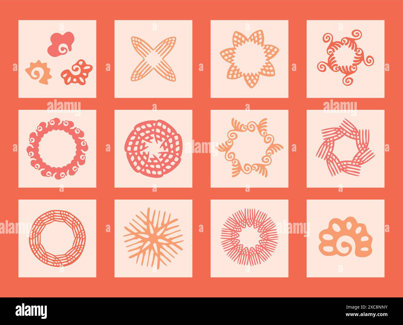 Peach fuzz botanical set texture vector motif with color of the year ...