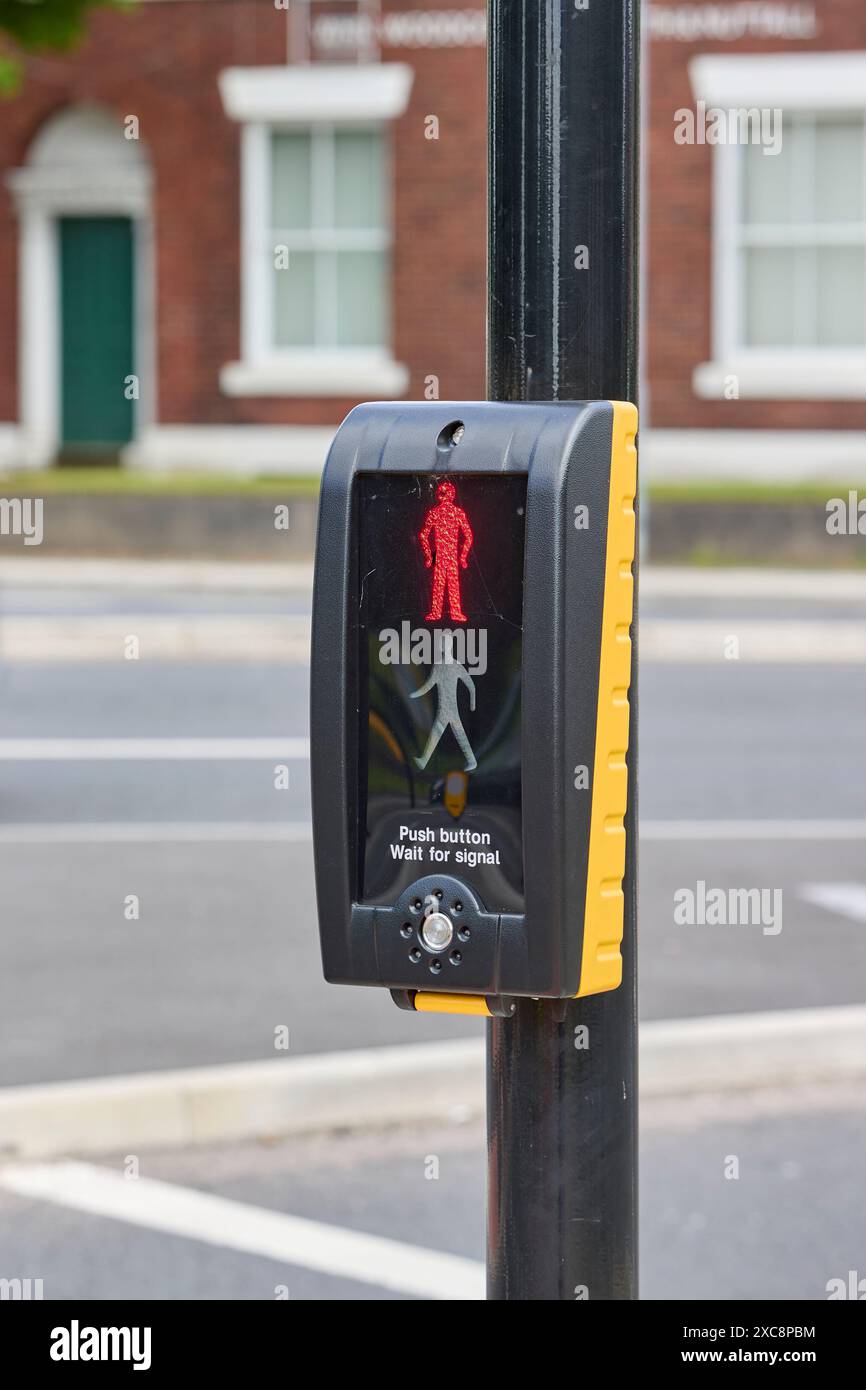 Puffin crossing red green man box with red man illuminated and blurred ...