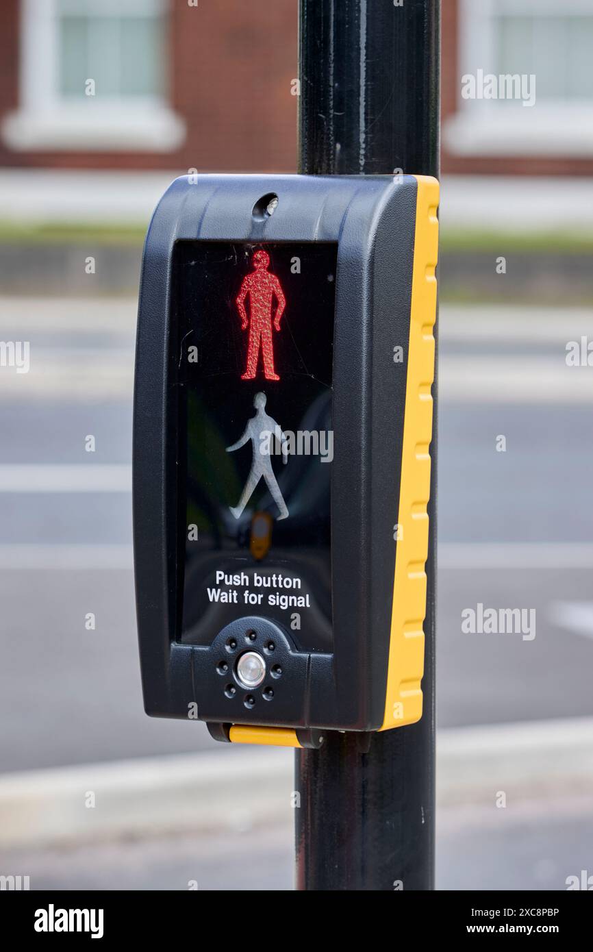Puffin crossing red green man box with red man illuminated and blurred ...