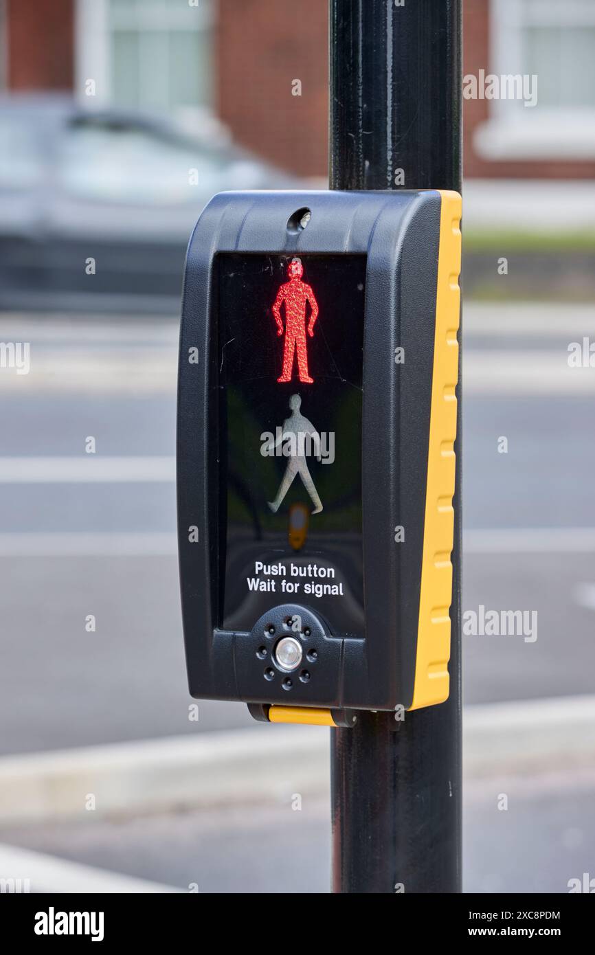 Puffin crossing red green man box with red man illuminated and blurred ...