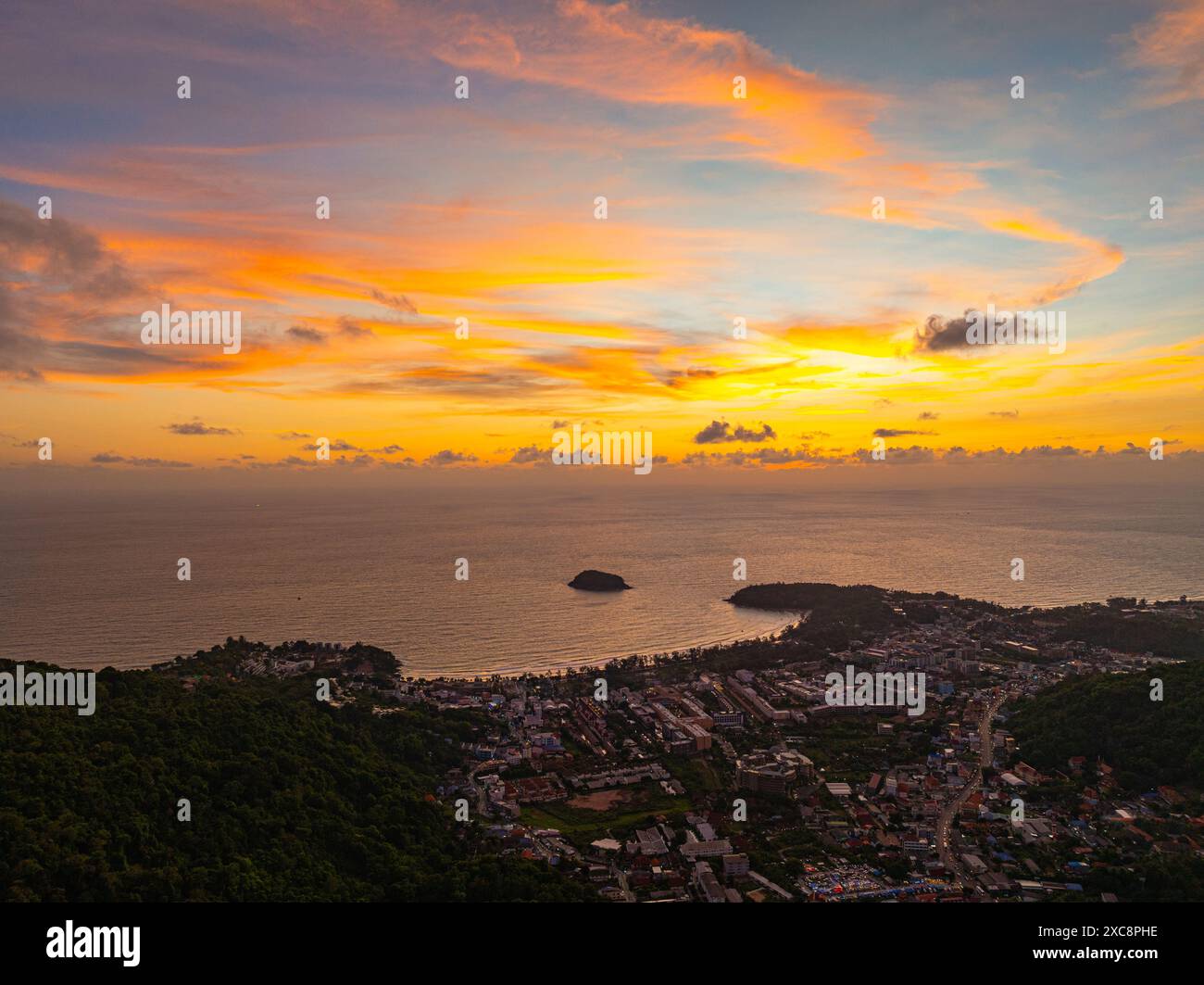 aerial view colorful cloud in sunset looked strangely beautiful ...