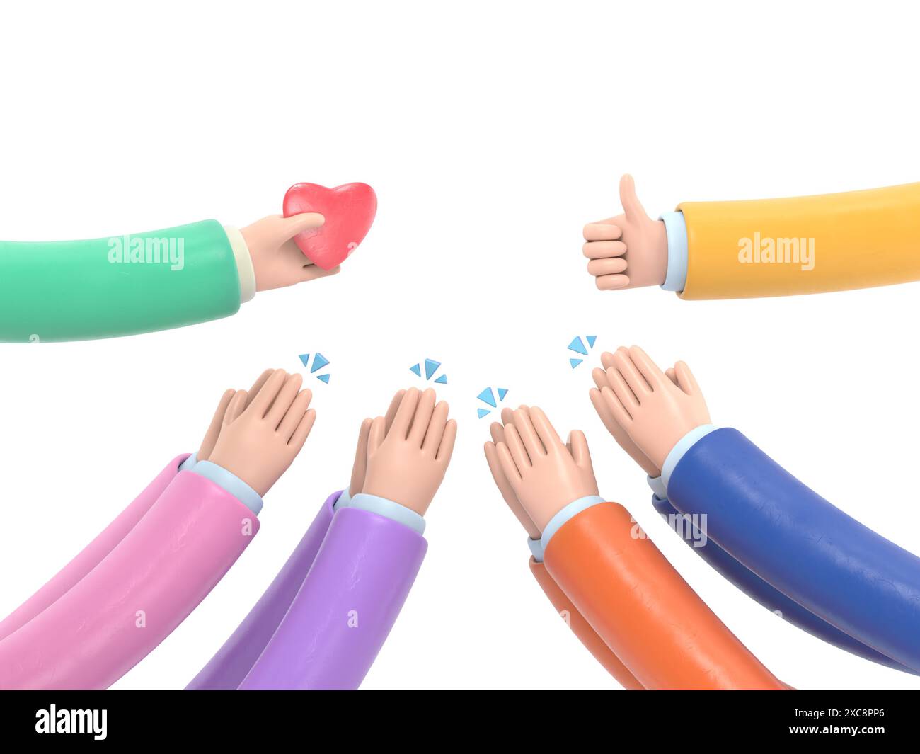 Cartoon Gesture Icon Mockup.Set of people hands clapping, giving likes ...