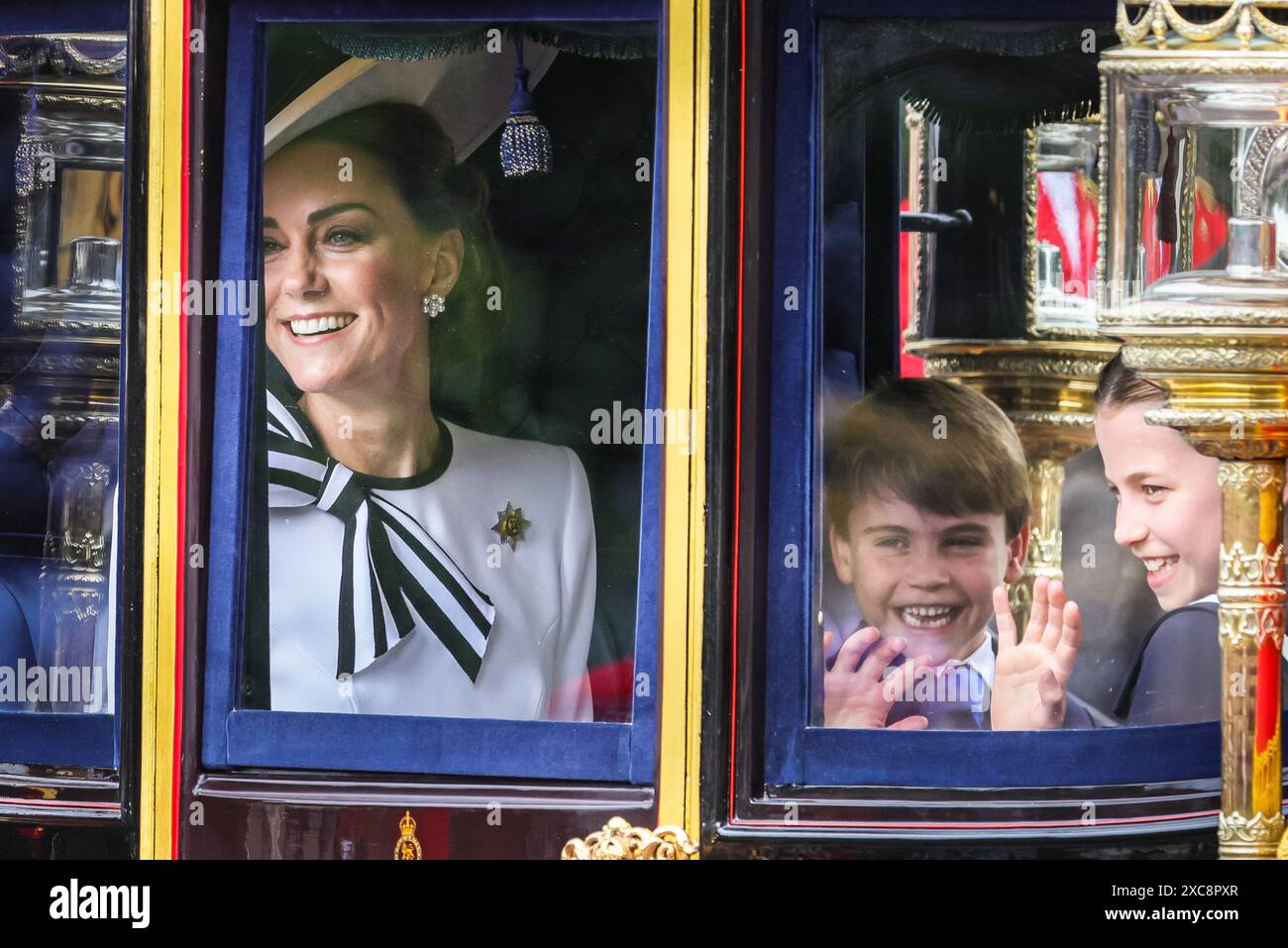 London, UK. 15th June, 2024. Catherine, the Princess of Wales rides in ...