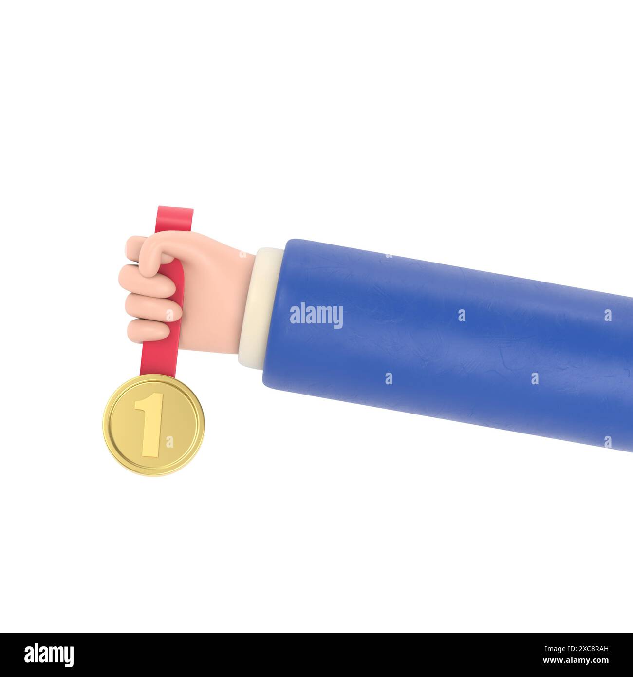 Cartoon Gesture Icon Mockup.Businessman hand holding winner medal ...