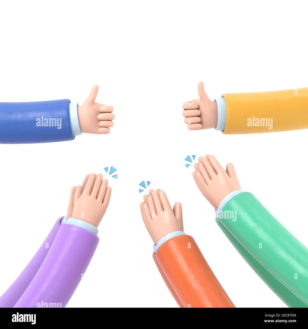 Set of people hands clapping, giving likes. Applause, ovation ...