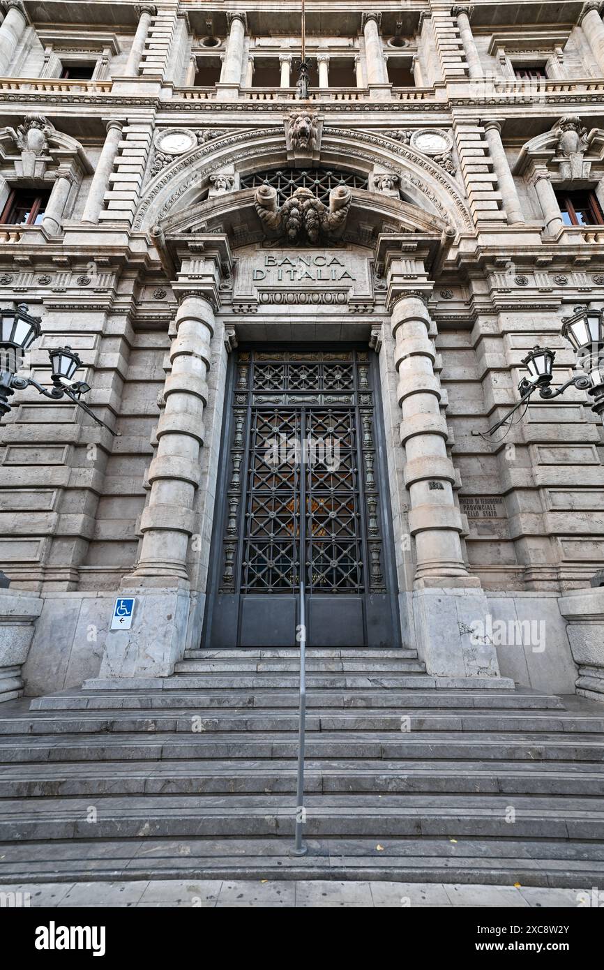 Banca d'Italia Sign: Sign on historic building indicating "bank of ...