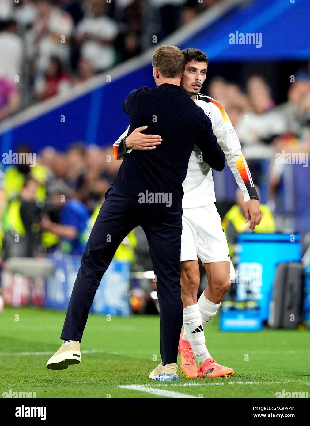 Germany's Kai Havertz hugs manager Julian Nagelsmann after being ...